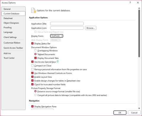 Customizing Access: Open without Access window displayed | Access JumpStart