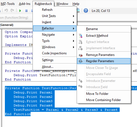 Refactoring in VBA with RubberDuck: Reorder Parameters | Access JumpStart